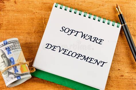 The Concept Of Technology And Development Phrase Words Text Software Development Close Up
