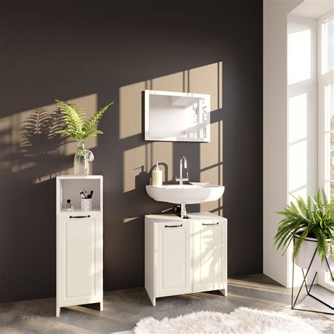 Badmöbel Set Kiko Weiß Landhaus 3 Teile Vicco 425142197004502