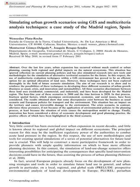 Plata Rocha Et Al 2011 Simulating Urban Growth Scenarios Using Gis And Multicriteria Analysis