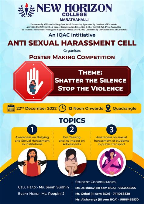 Poster Making Competition By Anti Sexual Harassment Cell New Horizon College
