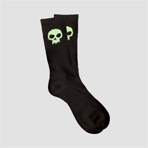 Zero Single Skull Crew Socks Blackglow In The Dark