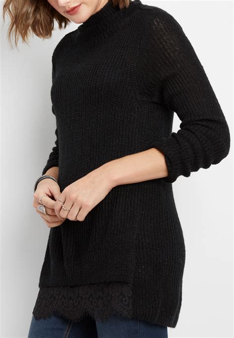 Mock Neck Lace Pullover Maurices