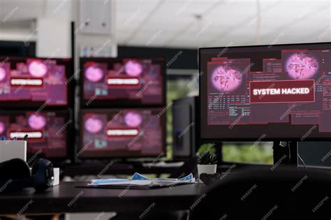 Premium Photo Big Data It Empty Office Displaying Critical Error