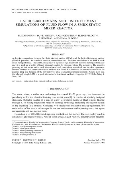 Pdf Lattice‐boltzmann And Finite Element Simulations Of Fluid Flow In