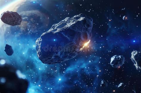 Image Of Rocks Floating In Space Suitable For Science Fiction And Outer Space Themed Designs