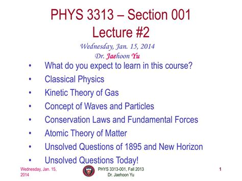Ppt Phys 3313 Section 001 Lecture 2 Powerpoint Presentation Free