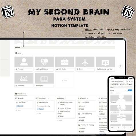 Second Brain Notion Template Notion Dashboard Simple Notion Planner Notion Template Adhd