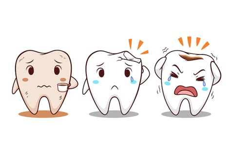 Cartoon Illustration Of Tooth With Teeth Problems Premium Vector