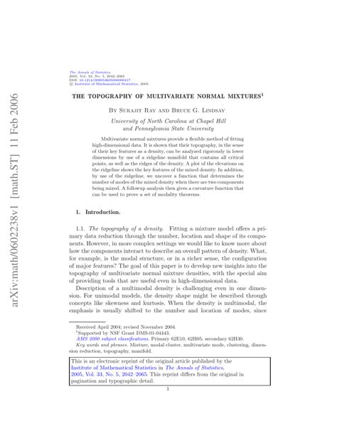 pdf the topography of multivariate normal mixtures