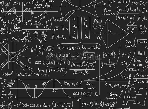 Mathematical Vector Seamless Pattern With Handwritten Math Formulas Calculations Equations