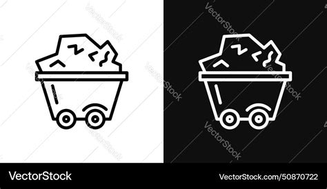 Trolley With Coal Icon Set Quarry Mine Raw Energy Vector Image