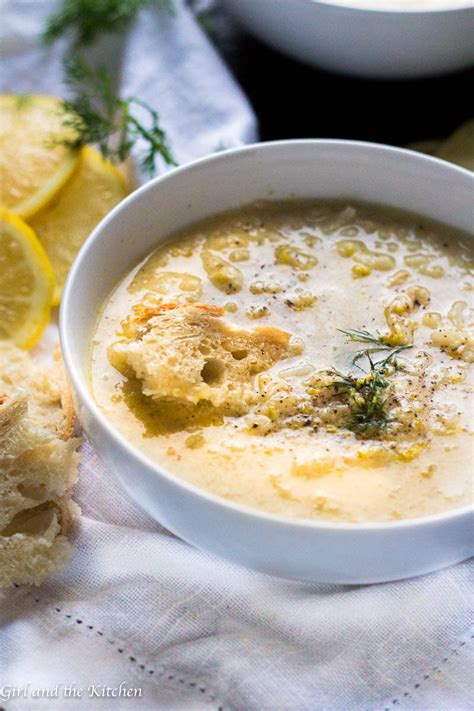 Greek Lemon Rice Soup With Chicken Avgolemono Girl And The Kitchen
