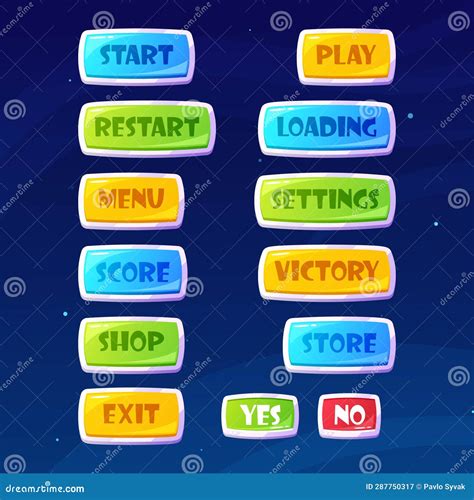 Game Menu Elements And Options Buttons Play Settings And Exit