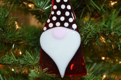 Gnome Christmas Ornament Fused Glass Tree Decor Home Decor Etsy