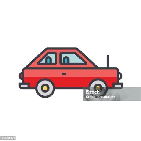簡單可愛的車車輛平的線圖概念向量孤立的圖示向量圖形及更多交通圖片 交通 交通方式 交通標誌 Istock