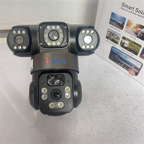 Ausno 9mp 4g True Triple Lens Solar Ptz Big Outdoor Camera With Auto