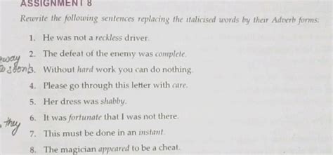 Assignment 8 Rewrite The Following Sentences Studyx