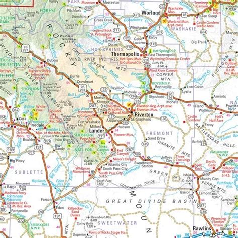 Large Detailed Elevation Map Of Wyoming State With Roads