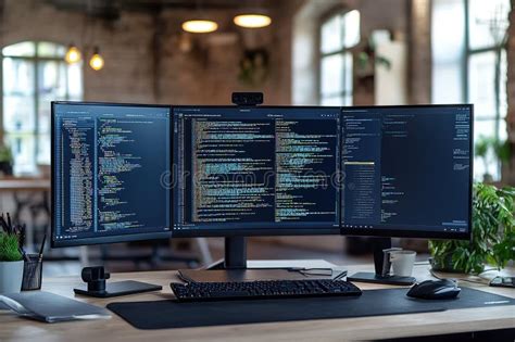 Digital Matrix Close Up Of Glowing Computer Screens Displaying Lines