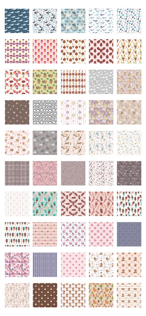 Cute Vector Patterns Pack Animals Candy Floral Designs And More