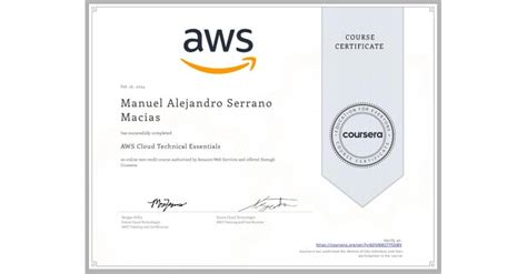 Alejandro Serrano On Linkedin Completion Certificate For Aws Cloud Technical Essentials