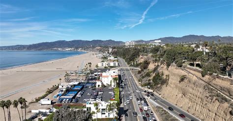 Drone Footage Of Pacific Coast Highway In Santa Monica California Free