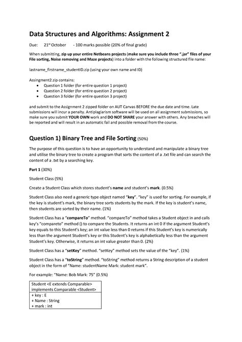 Assignment 2 3 Data Structures And Algorithms Assignment 2 Due 21 St October 100 Marks
