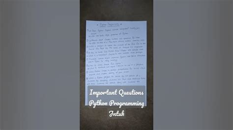 pythonprogramming important questions btech jntuh alml youtube
