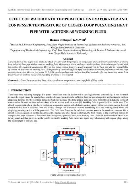 Pdf Effect Of Water Bath Temperature On Evaporator And Condenser Temperature Of Closed Loop