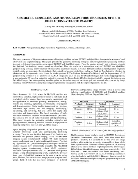 Pdf 1 Geometric Modelling And Photogrammetric Processing Of High