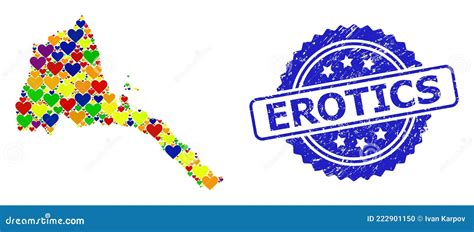Erotics Watermark Stamp And Colored Love Mosaic Map Of Eritrea For Lgbt