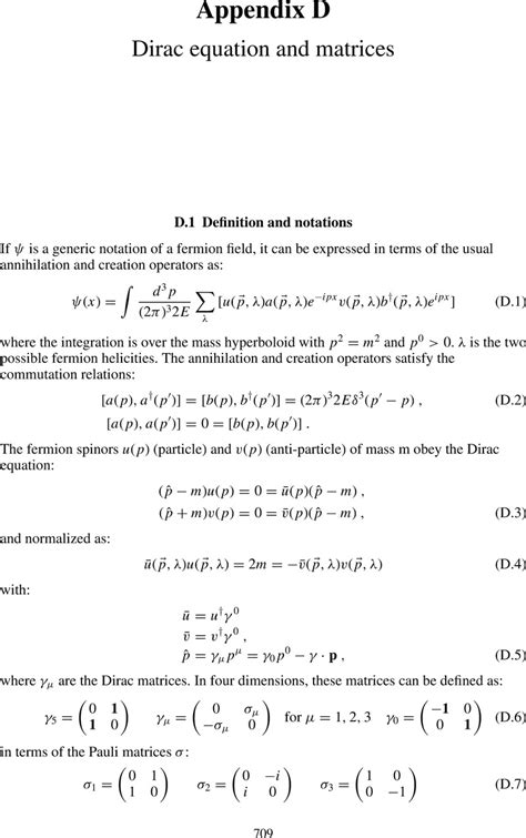 Dirac Equation And Matrices Appendix D Qcd As A Theory Of Hadrons