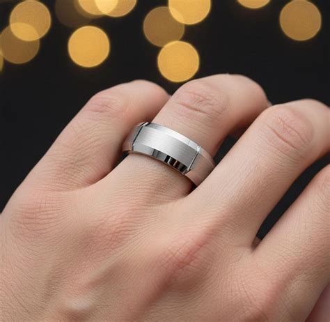 Tungsten Ring Men Mens Wedding Ring Tungsten 7mm Wedding Band Men