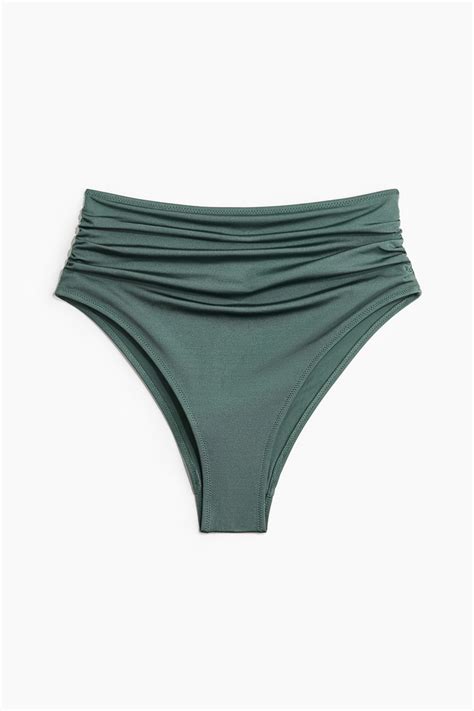 High Waist Cheeky Bikini Bottoms Dusty Green Ladies Handm Gb