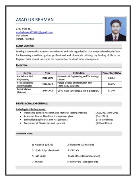 Asad Cv Latest File Pdf