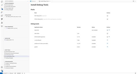 Debug Tools Zephyr Workbench