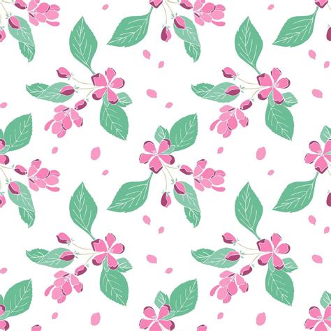 Cherry Blossom Branch With Hand Drawn Sakura Flower Sakura Pattern