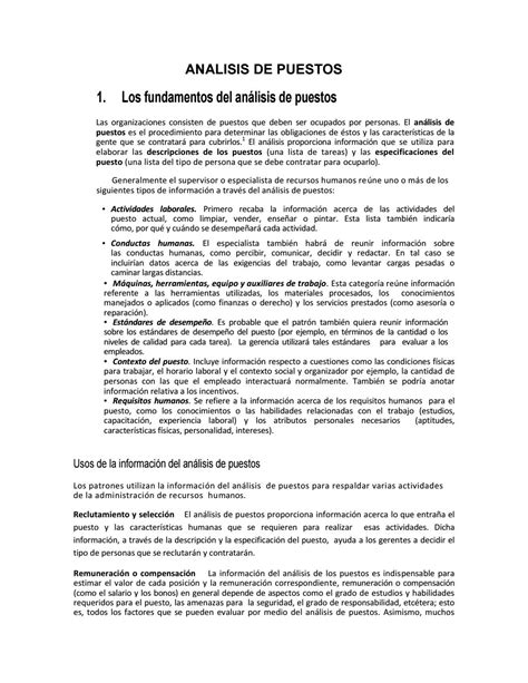 Analisis De Puesto Ejemplo