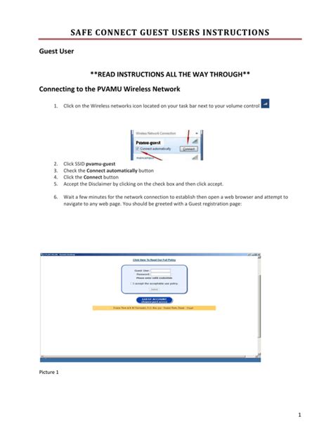 SAFE CONNECT GUEST USERS INSTRUCTIONS Guest User