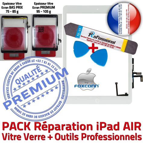 KIT Réparation iPad AIR Vitre Tactile Blanche Verre PREMIUM Qualité