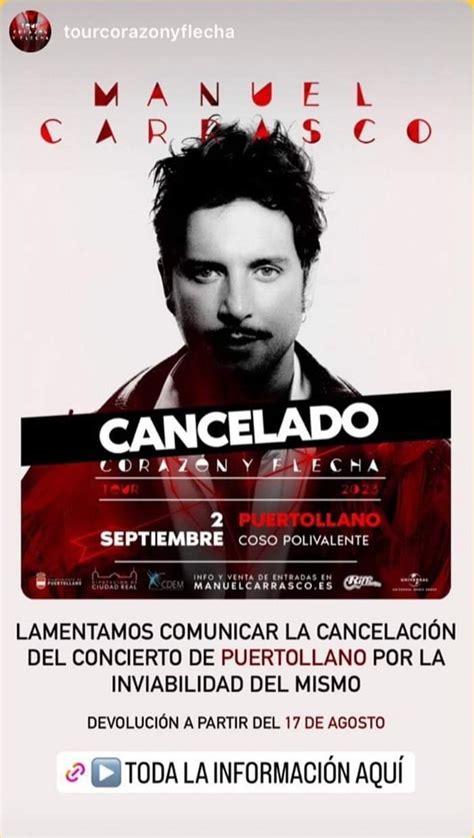 La Promotora Suspende El Concierto De Manuel Carrasco En Puertollano