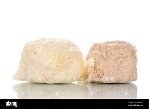 Two sweet cotton candy, close-up, isolated on white Stock Photo - Alamy