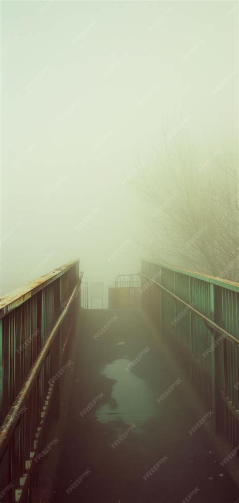A Foggy Bridge Over A Body Of Water Premium Ai Generated Image