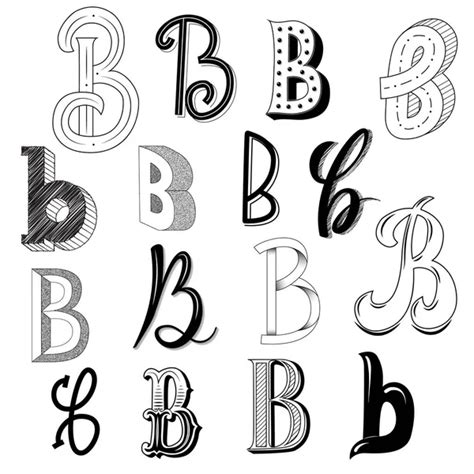 Hand Drawn Set Of Different Writing Styles For Letter E Stock Vector
