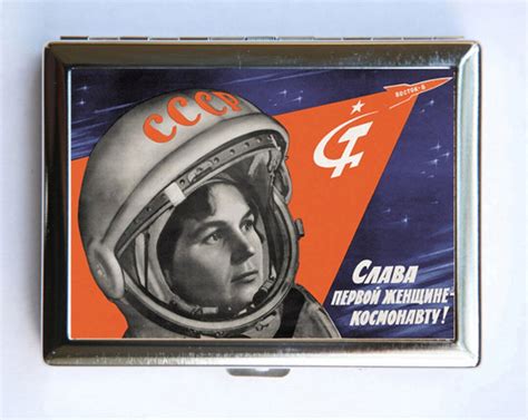 Soviet Cccp Astronaut Space Propaganda Cigarette Case Wallet Business