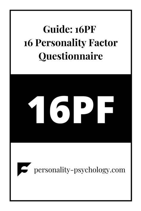 16pf Guide 16 Personality Factor Questionnaire Personality