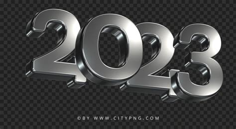 Silver 2023 3d Text Logo New Year Hd Png Citypng