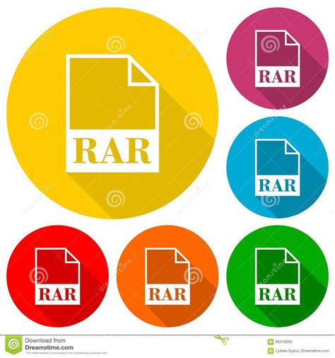 RAR File Icons Set With Long Shadow Stock Vector Illustration Of