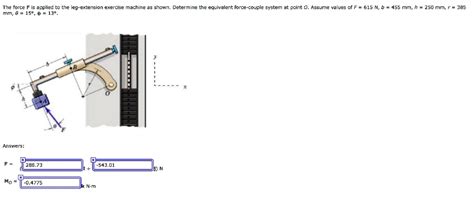 SOLVED The Force F Is Applied To The Leg Extension Exercise Machine As Shown Determine The