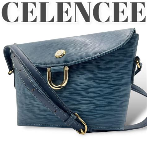 良品 Celencee エピ ショルダーバッグ ロゴ ブルー レザー メルカリ